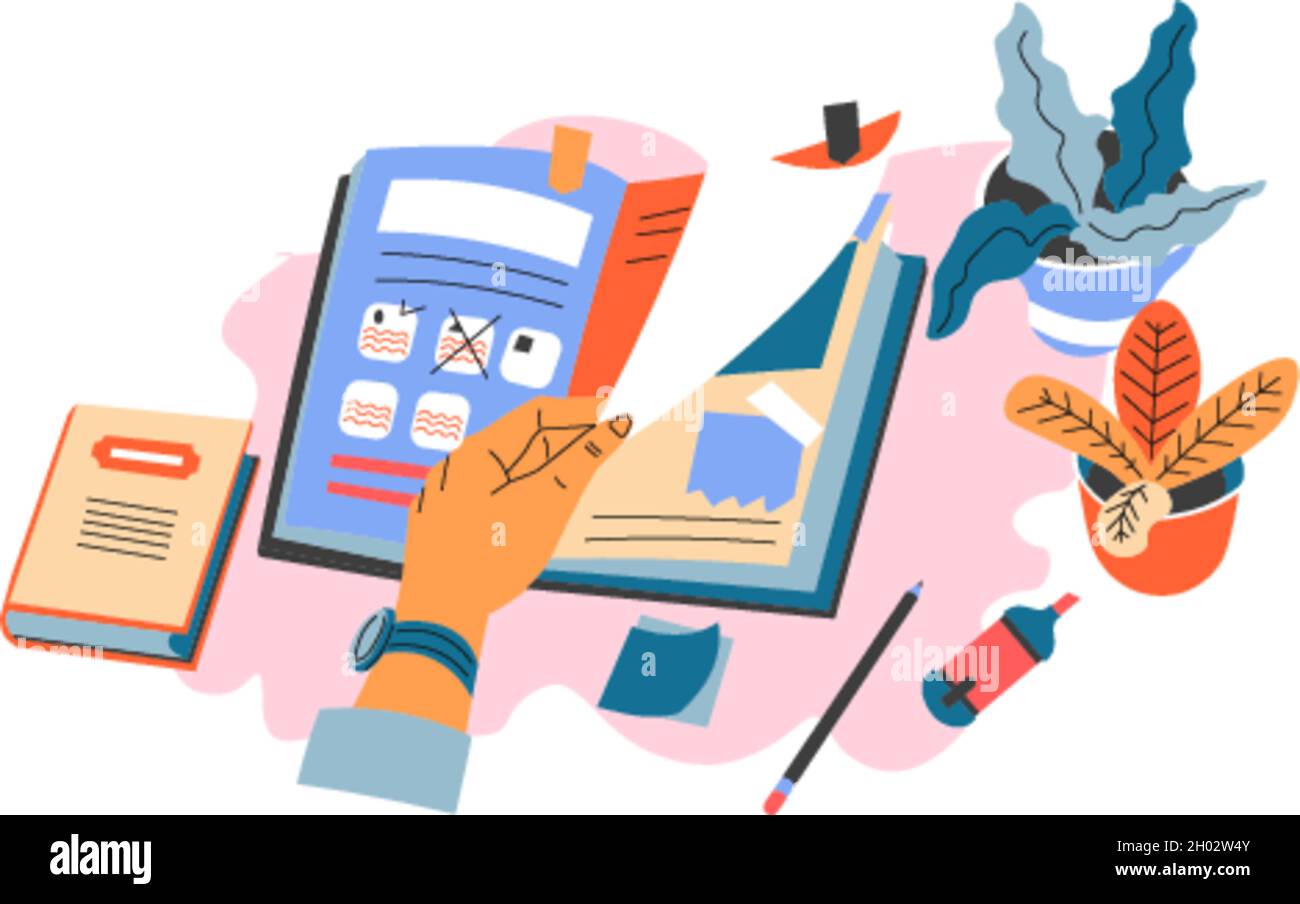 Notebook or diary, writing down information vector Stock Vector Image ...