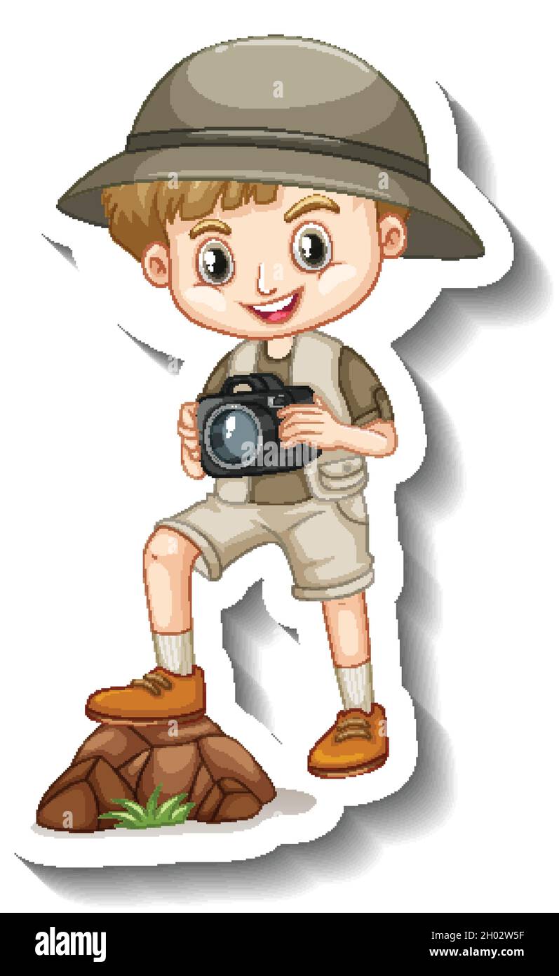 A sticker template of boy cartoon character illustration Stock Vector ...