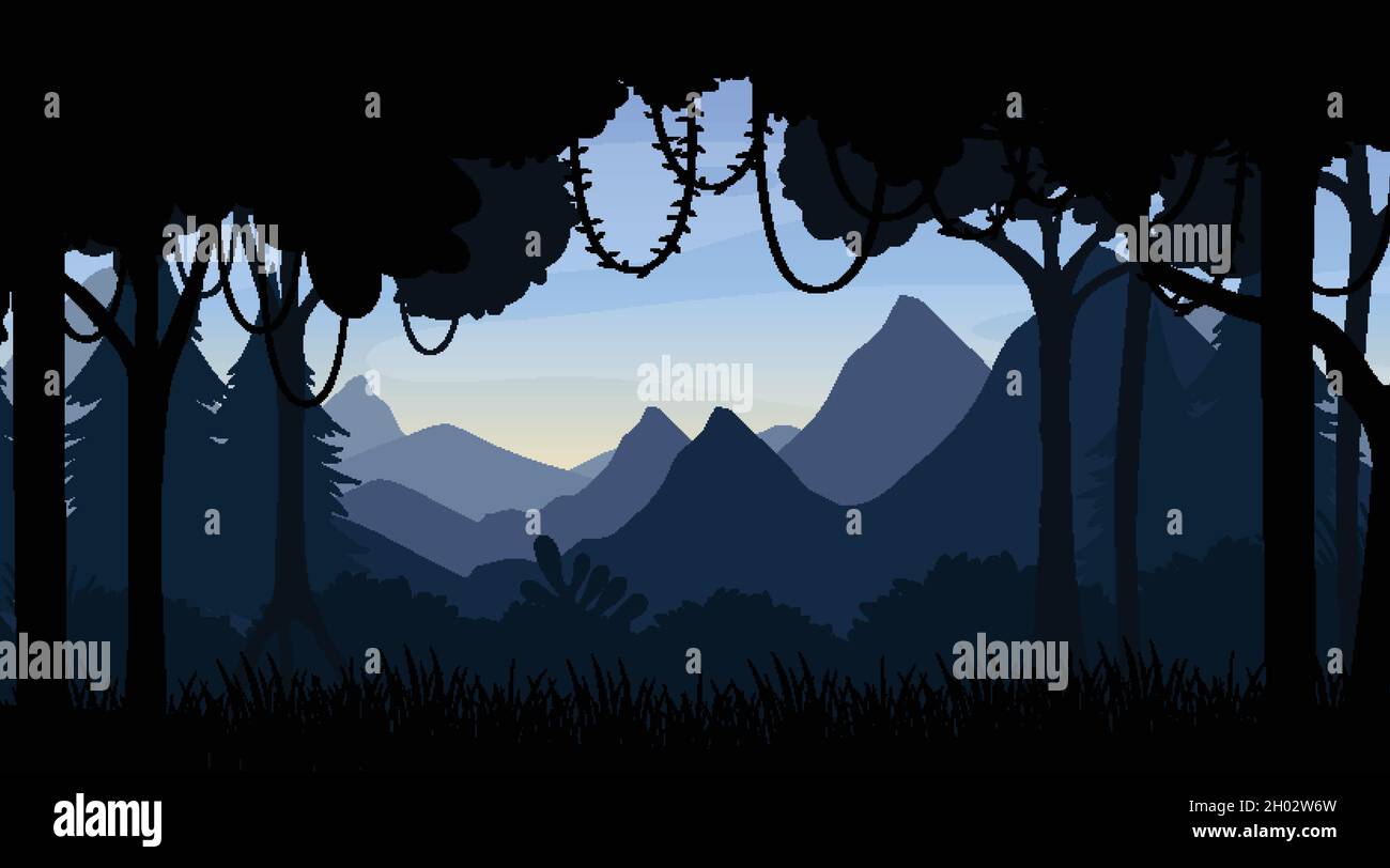 Forest landscape silhouette background illustration Stock Vector Image ...