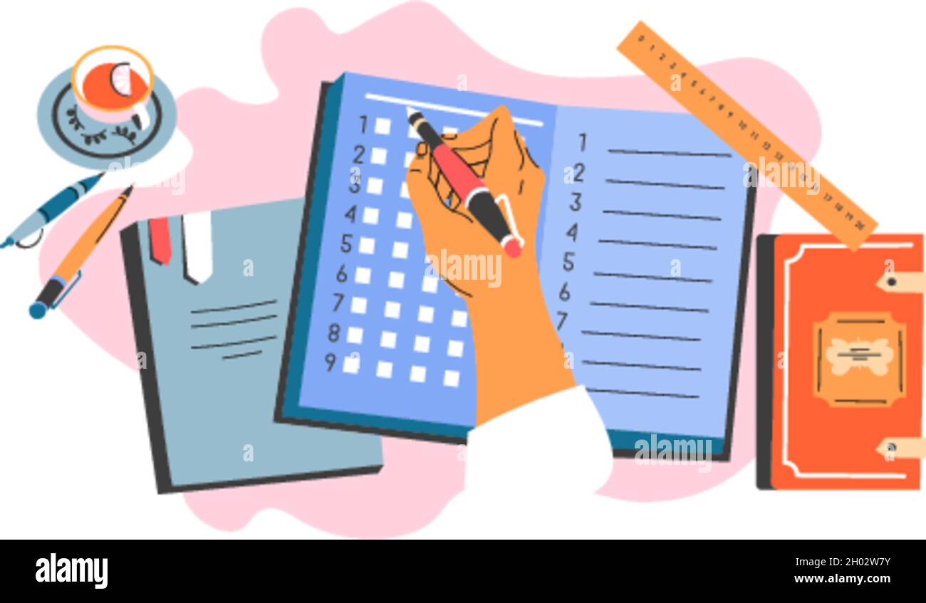Woman write diary home Stock Vector Images - Alamy