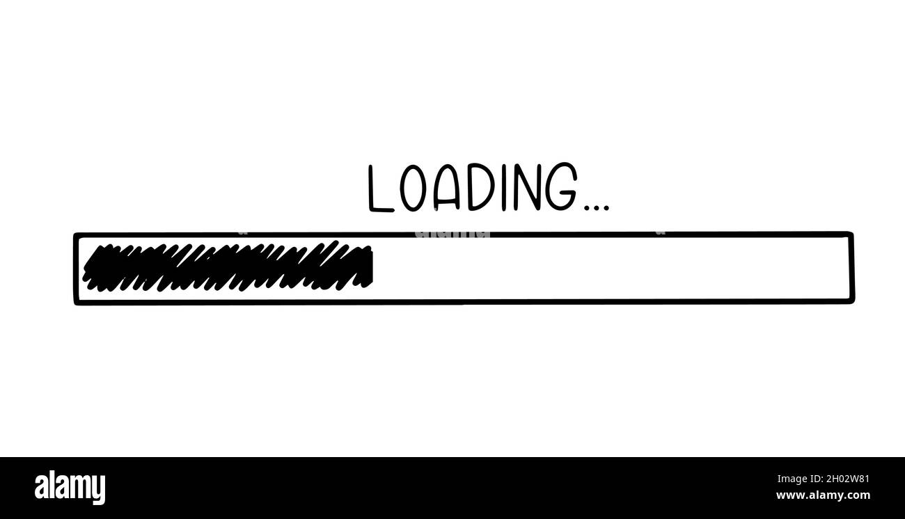 Progress bar in doodle sketch style. Loading icon image. Hand drawn vector illustration Stock ...