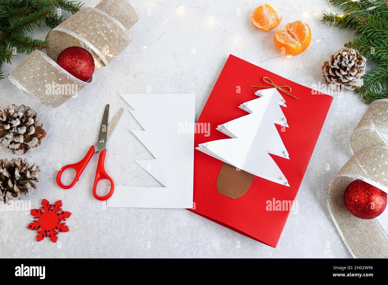 greeting card Christmas. Children's art project craft for kids. Craft ...