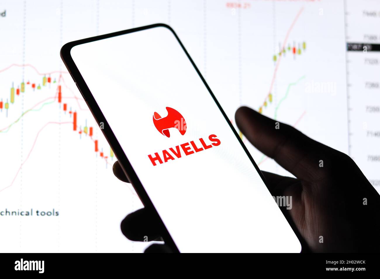 West Bangal, India - October 09, 2021 : Havells logo on phone screen ...