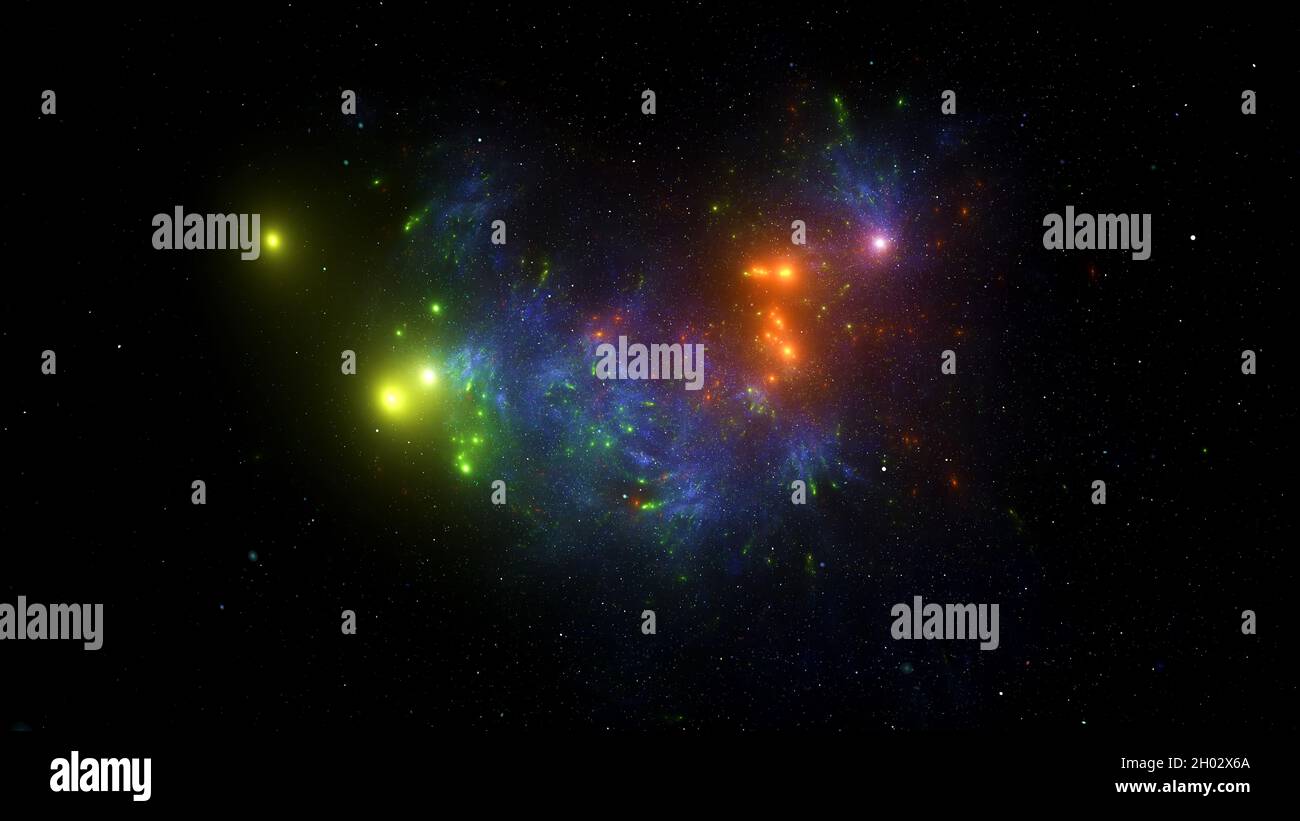 Galaxy stars planets star clusters, colored gas clouds in abstract space. Outer space. Space ...