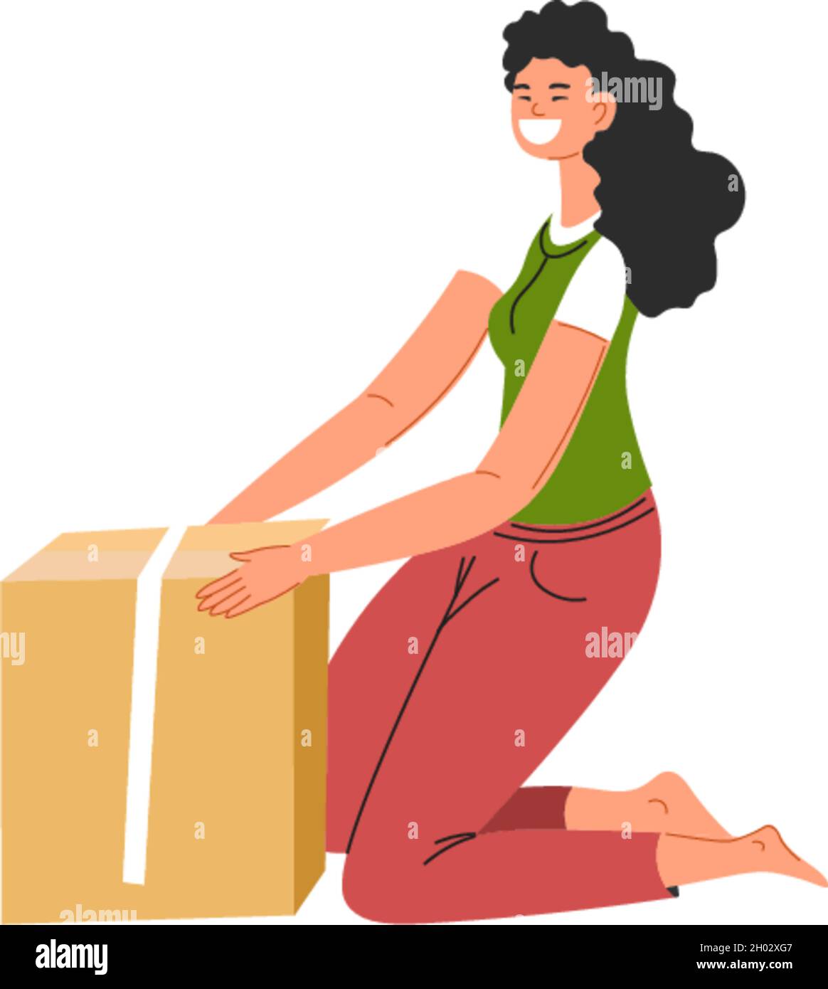 Woman packing or unpacking personal belongings Stock Vector Image & Art ...