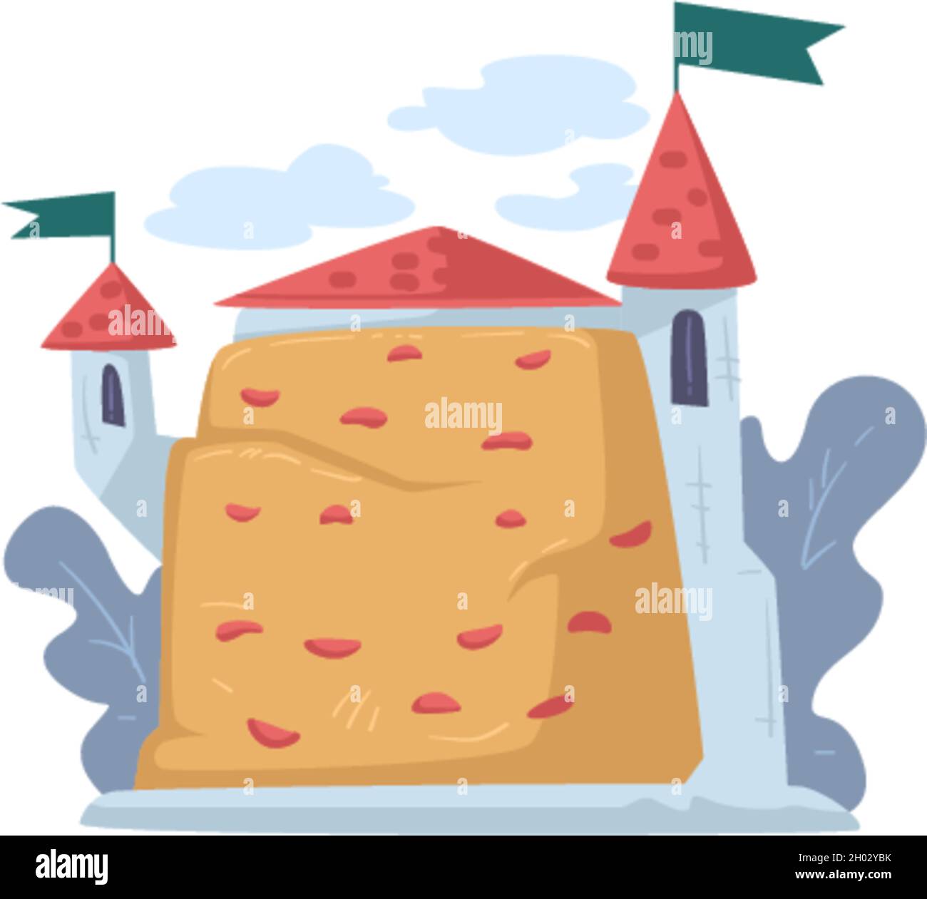 Stone castle with flags, medieval construction Stock Vector Image & Art ...