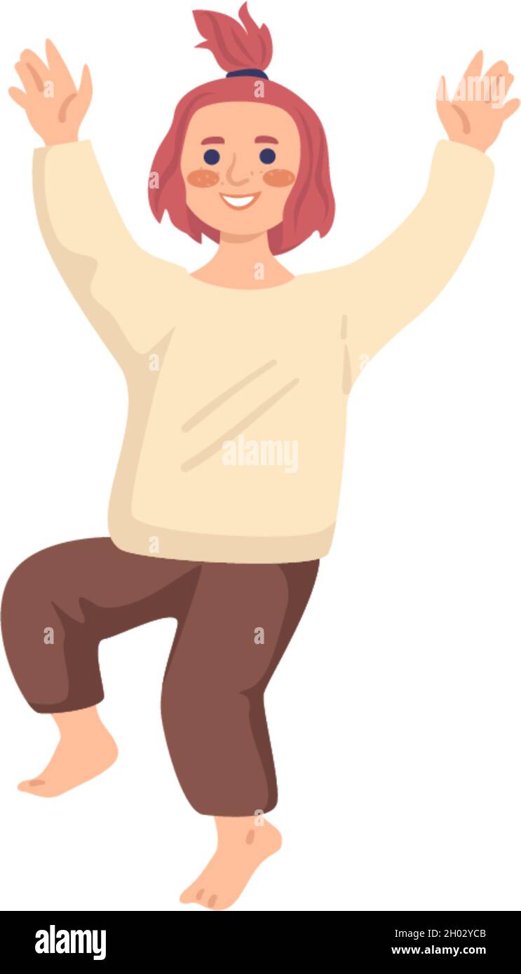 Girl kid dancing and moving, cheerful kid vector Stock Vector Image ...