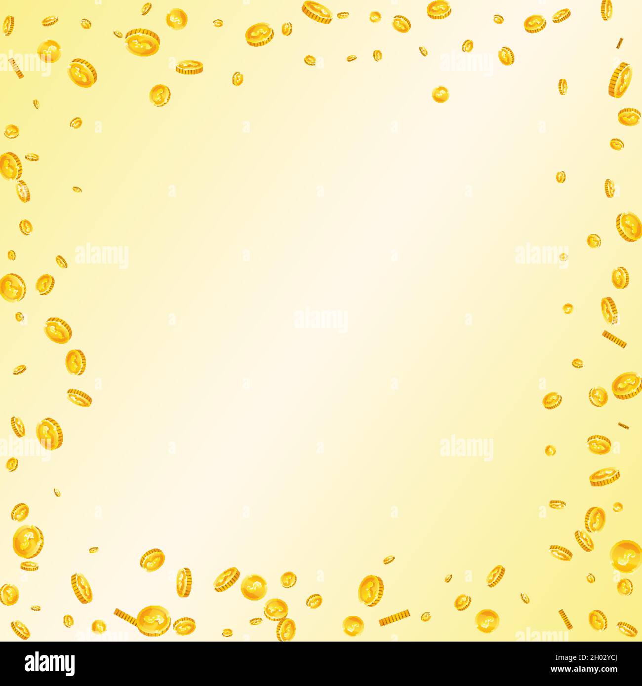 American dollar coins falling. Emotional scattered USD coins. USA money ...