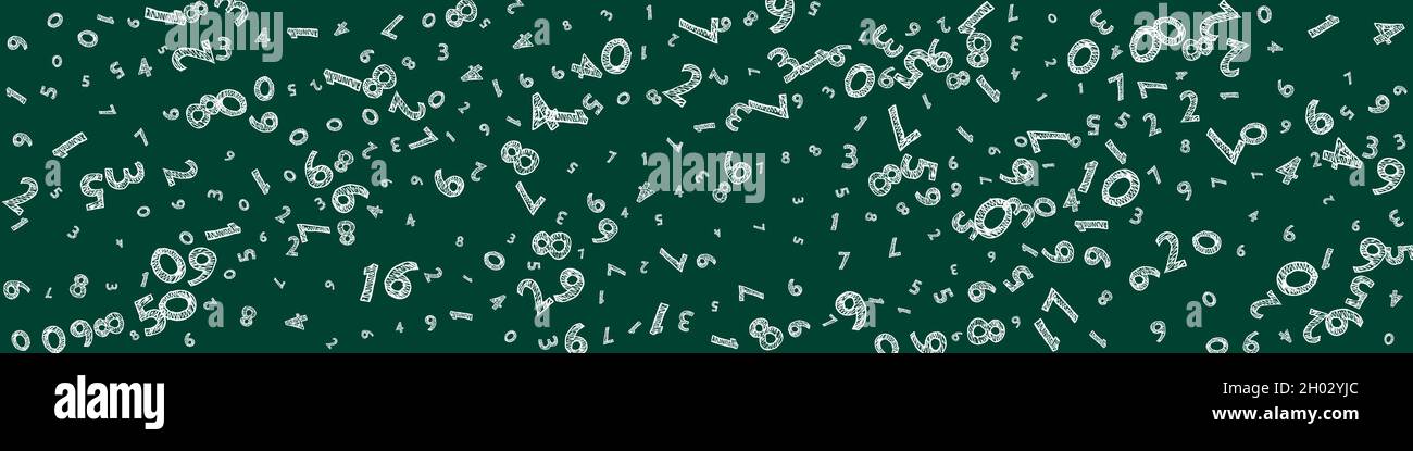 Falling childish chalk numbers. Math study concept with flying digits ...