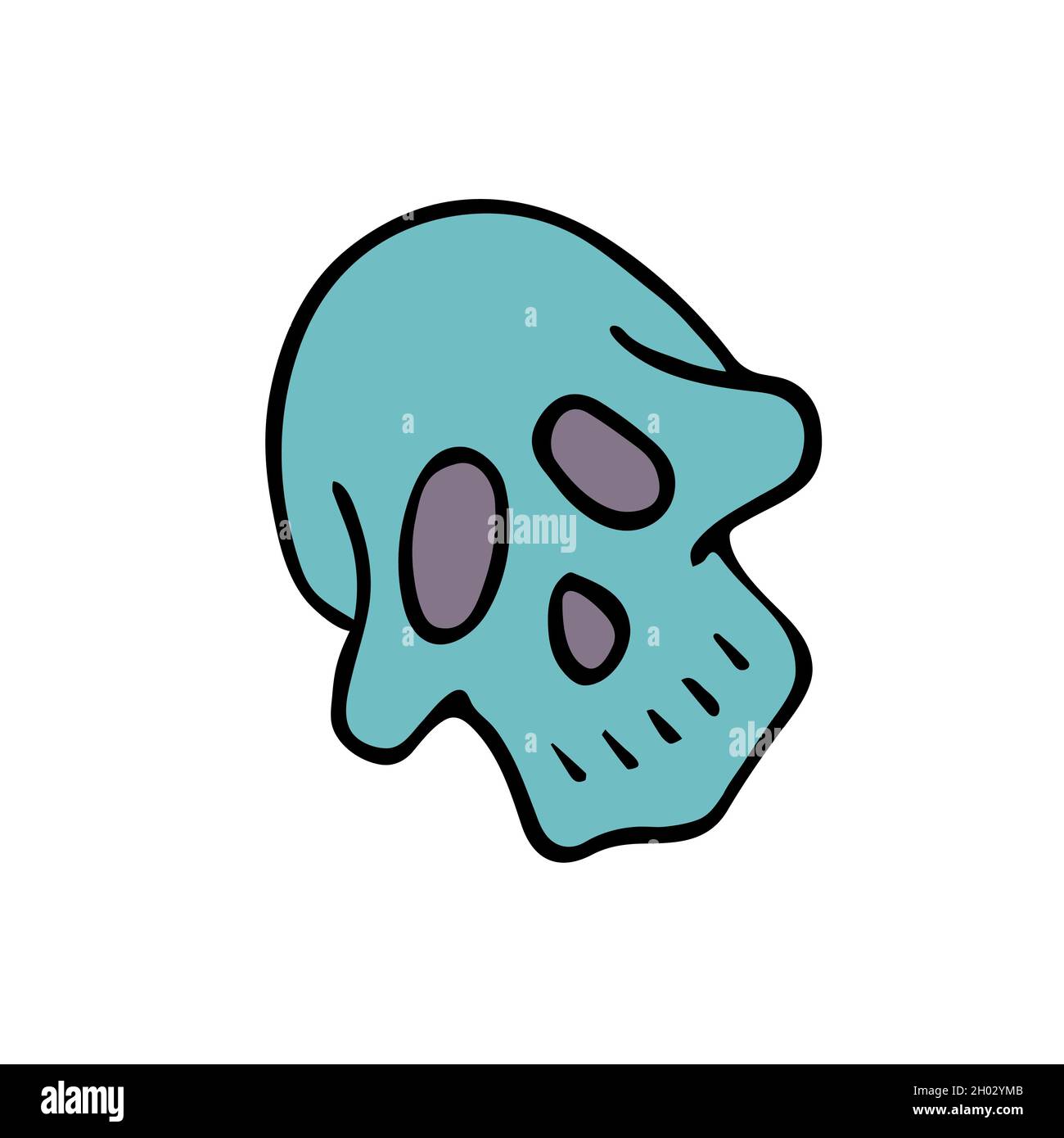 Doodle Halloween scull. Color Skeleton isolated on white background ...