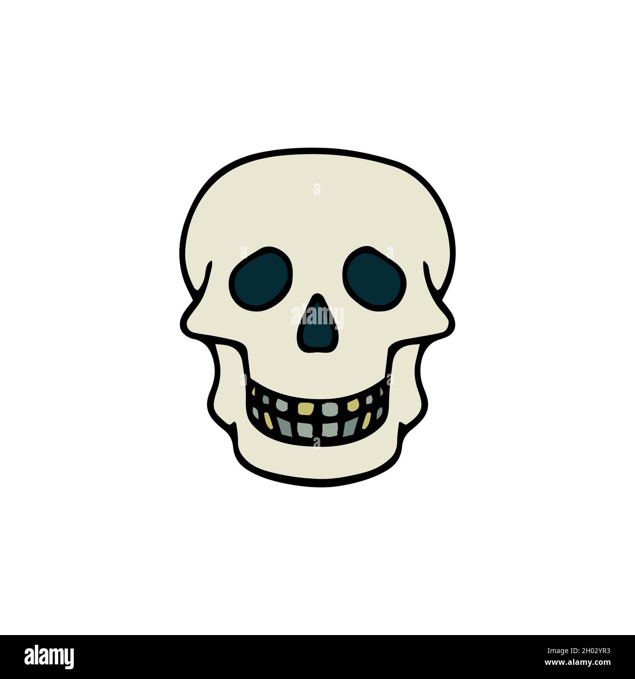 Doodle Halloween scull. Color Skeleton isolated on white background ...