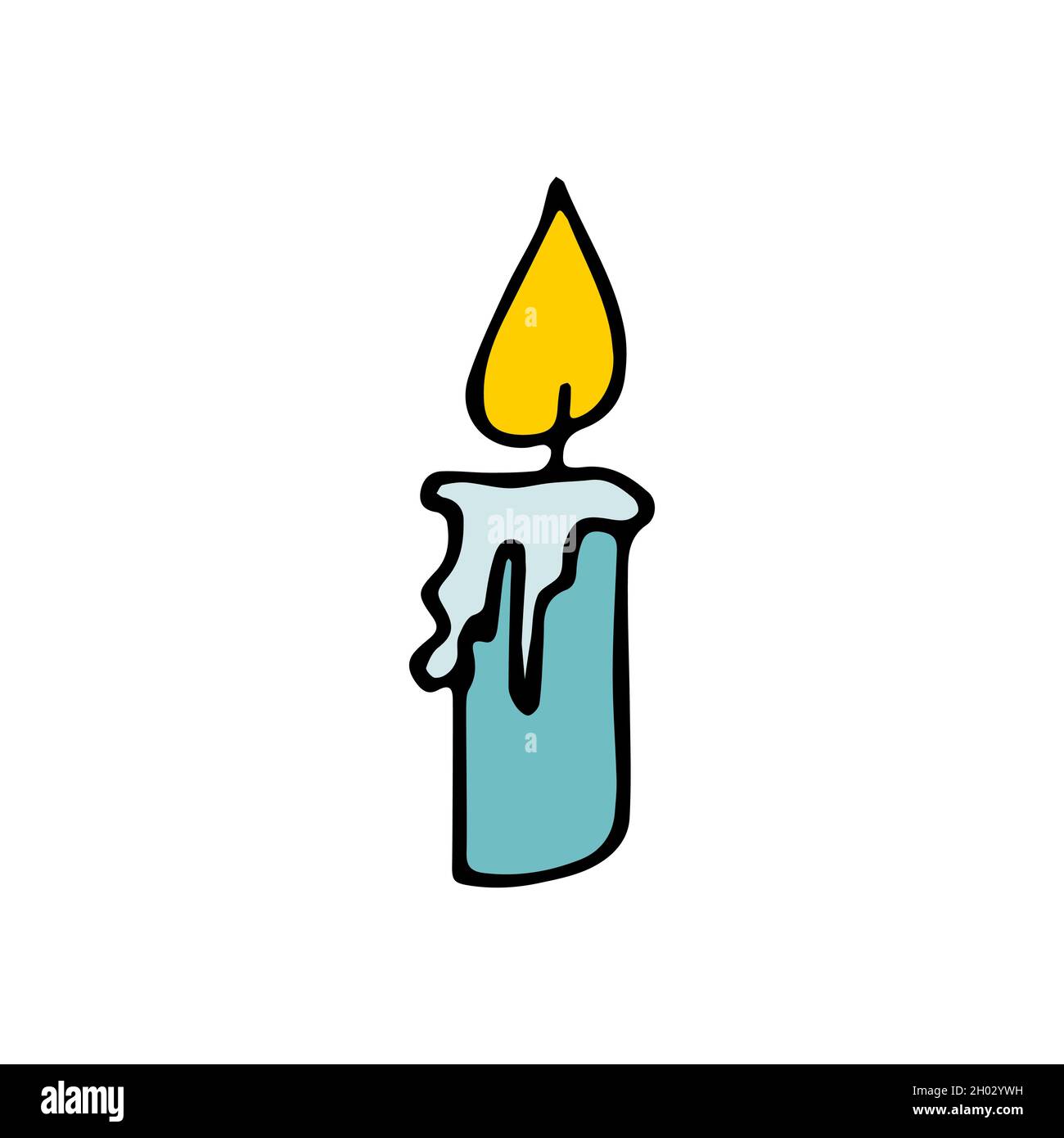 Doodle burning dripping wax candle. Hand-drawn candlestick decor ...