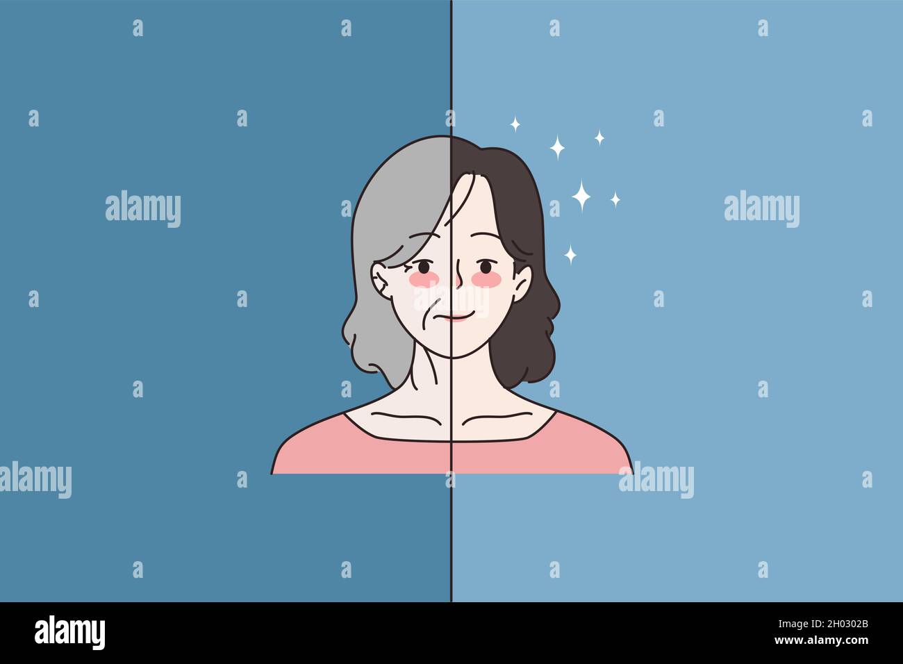 Woman before and after cosmetic facial surgery or beauty procedures ...