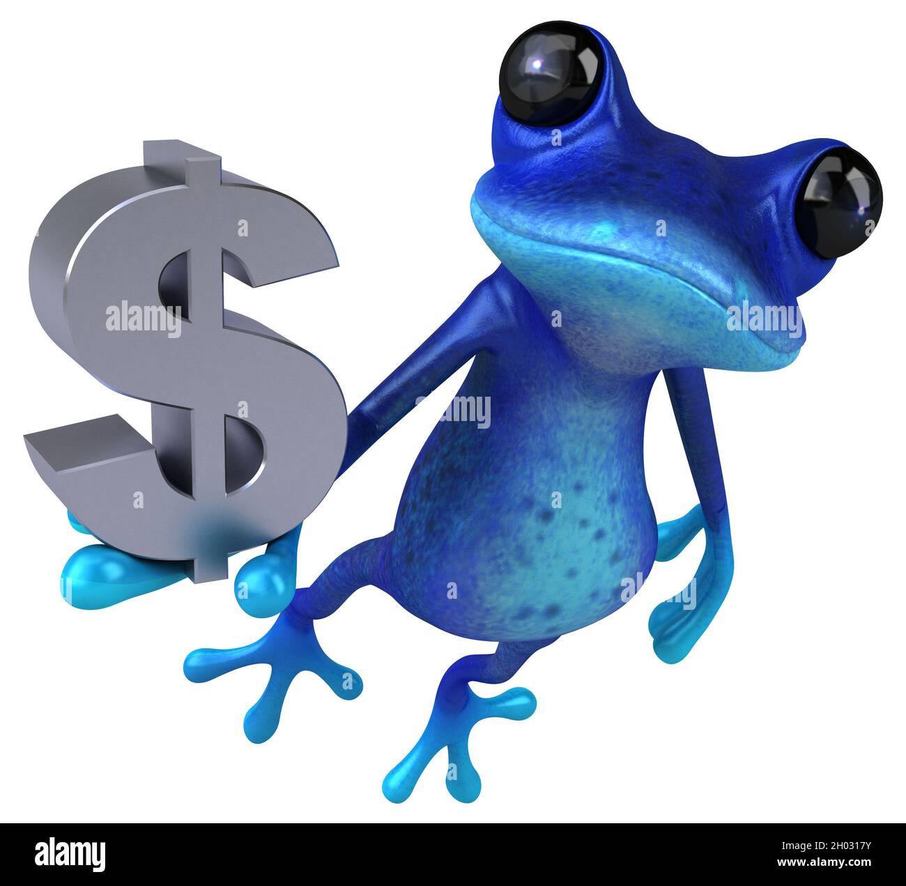 Fun blue frog - 3D Illustration Stock Photo - Alamy