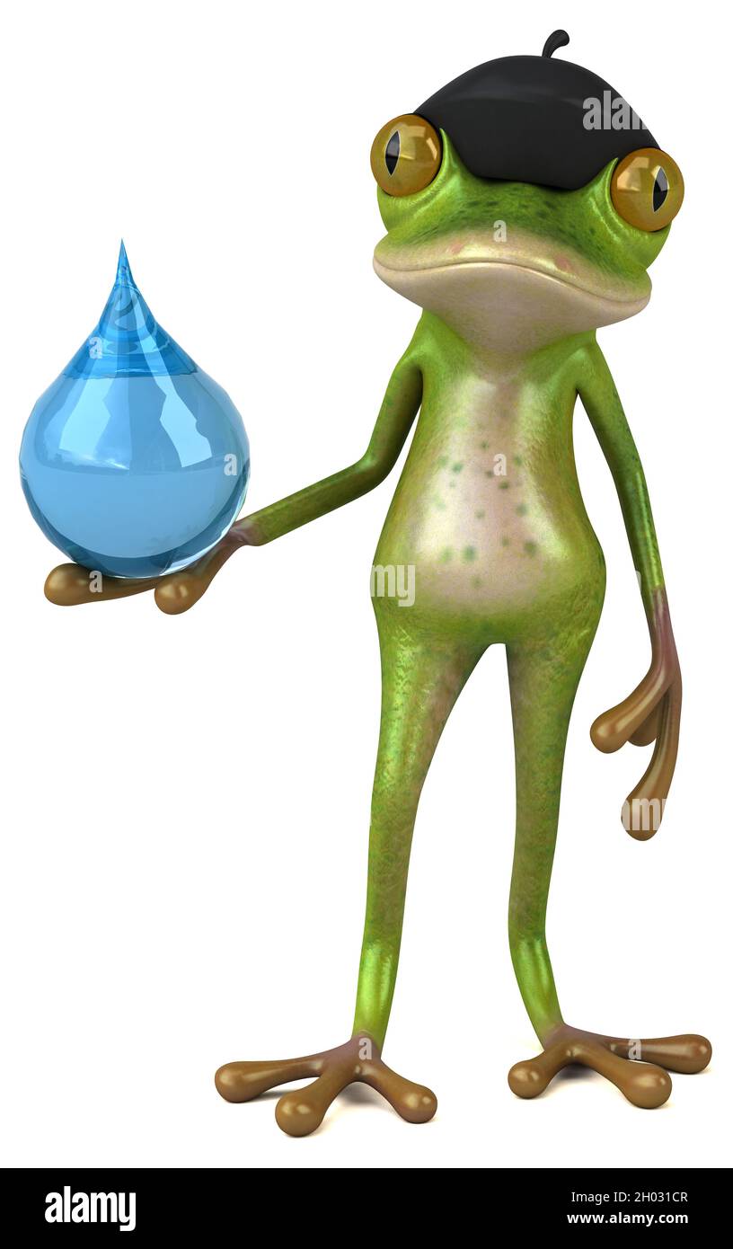 Fun french frog - 3D Illustration Stock Photo - Alamy