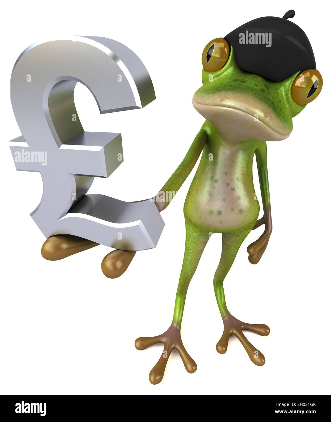 Fun french frog - 3D Illustration Stock Photo - Alamy