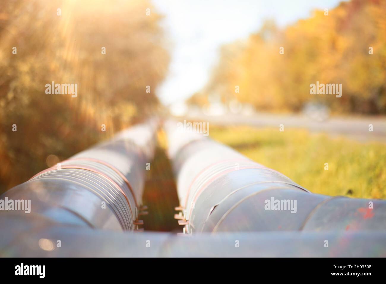 Industrial pipes on street construction Stock Photo - Alamy