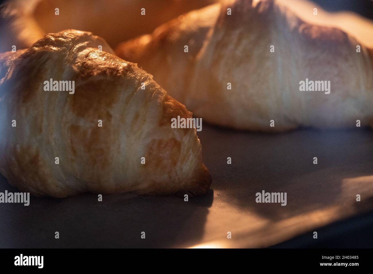 Fresh croissant for family breakfast Stock Photo - Alamy