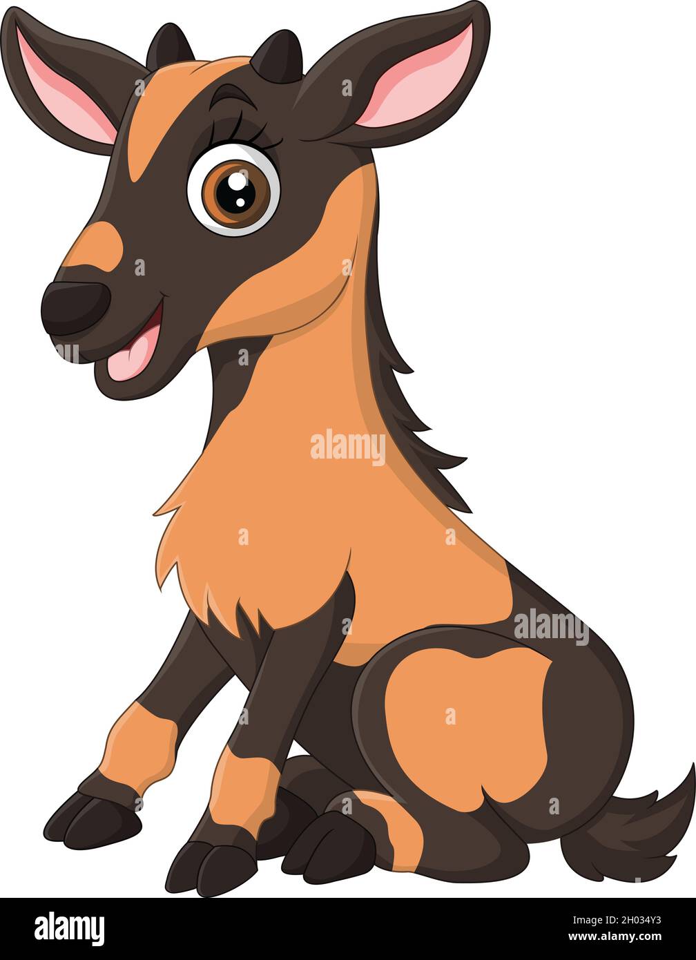 Cartoon funny little goat sitting Stock Vector Image & Art - Alamy