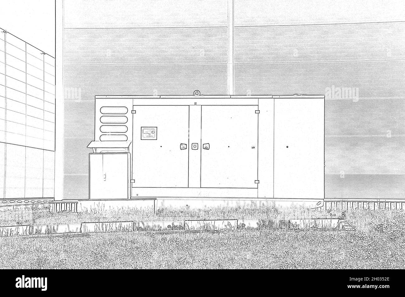 Mobile diesel generator for emergency power supply. Sketch Stock Photo ...