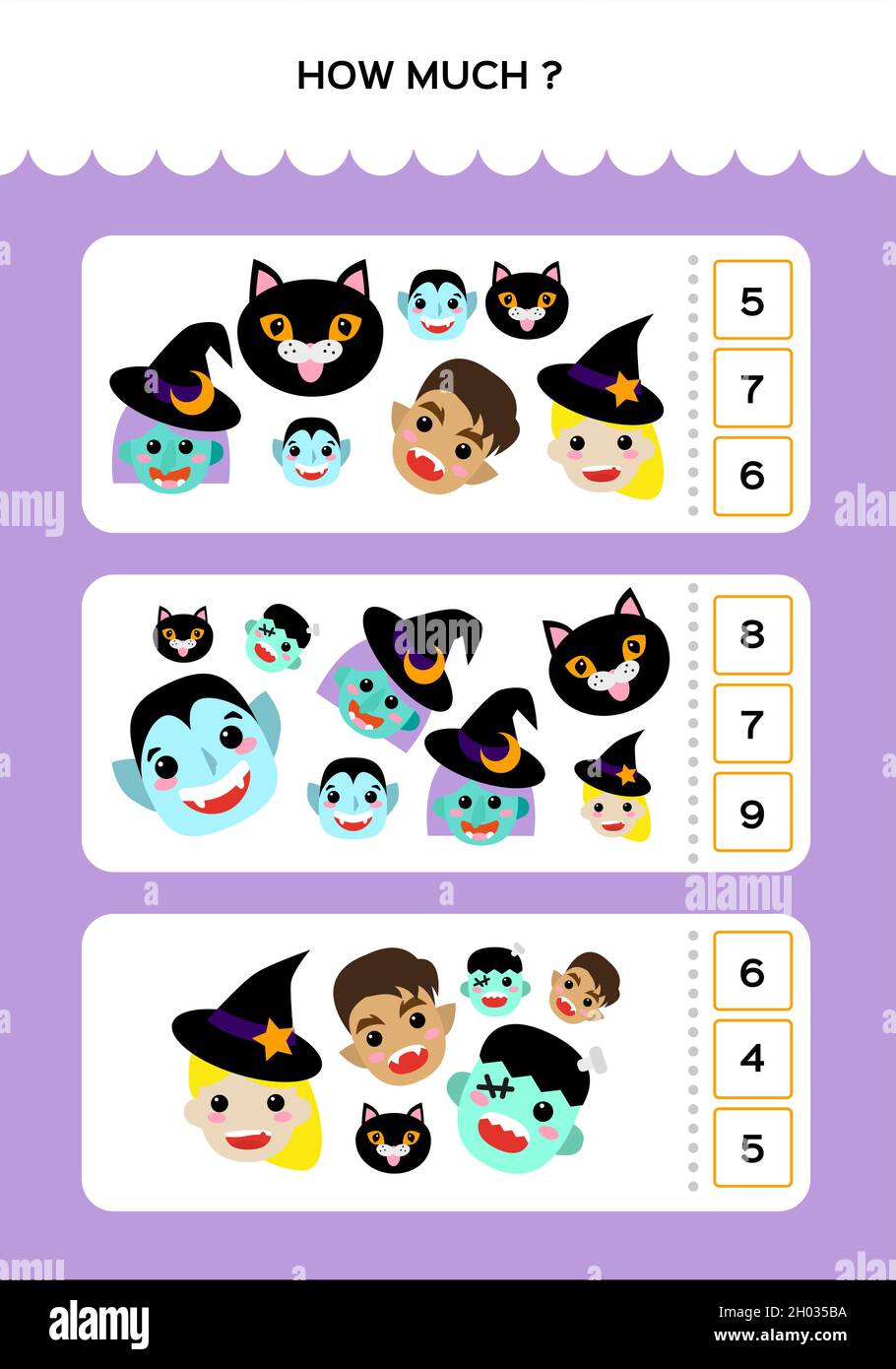 Happy Halloween Math Game for kids with Monsters. Mathematical practice ...