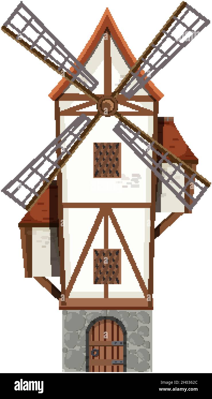 Windmill isolated on white background illustration Stock Vector Image ...