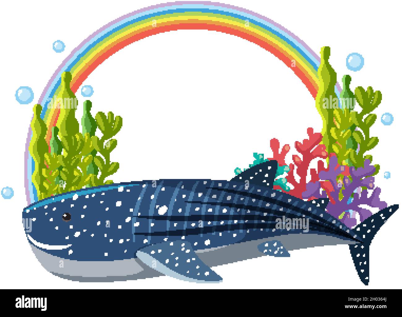 Whale shark with rainbow banner illustration Stock Vector Image & Art ...