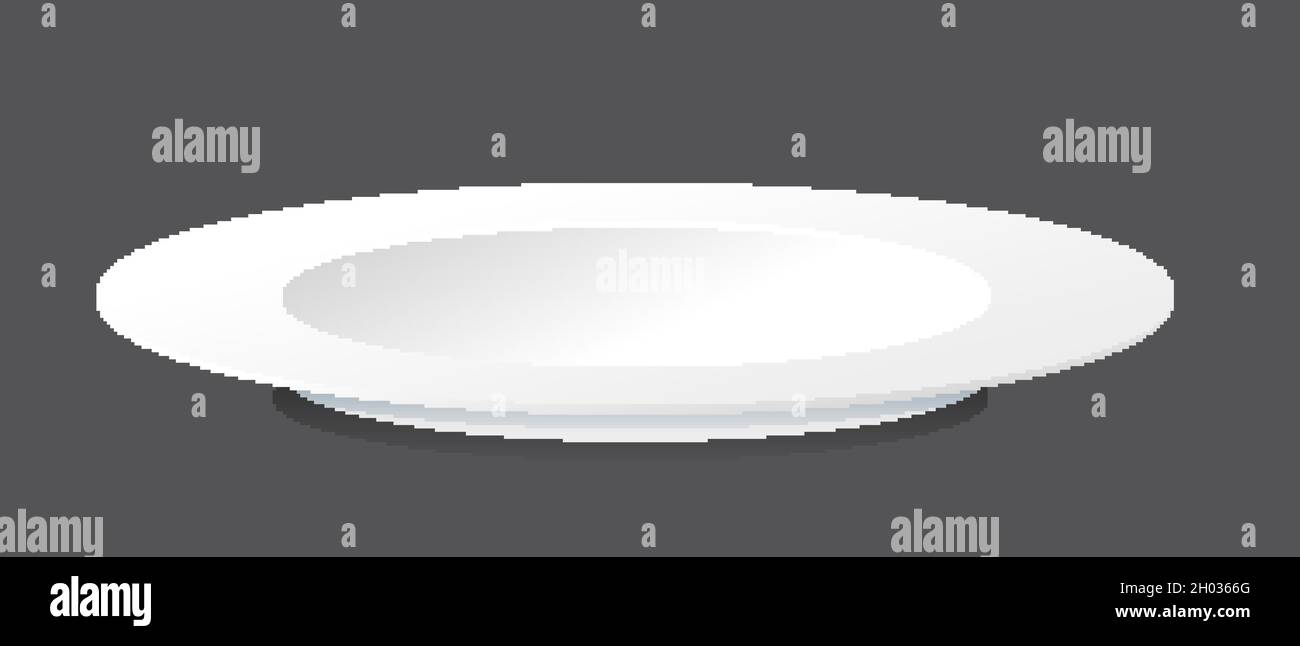 White plain plate on black background illustration Stock Vector Image ...