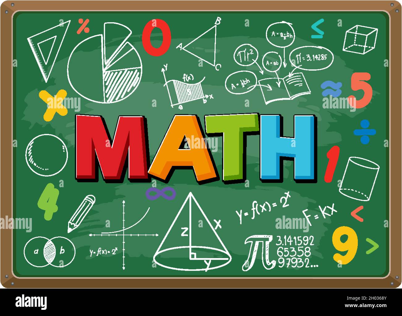 Math Font With Formula On Blackboard Illustration Stock Vector Image 