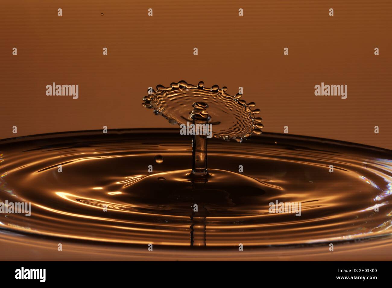 Drops of water on a water surface that result in water sculptures Stock ...
