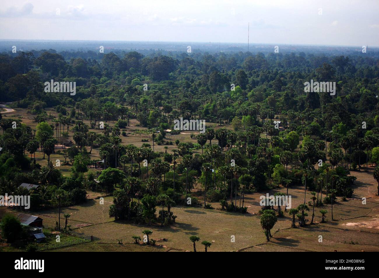 Aerial view landscape cityscape small village countryside rural with ...