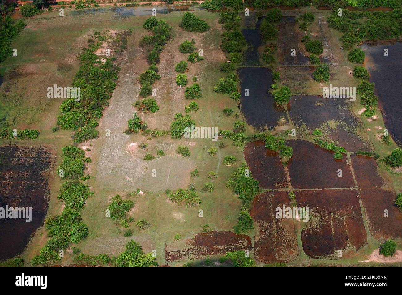 Aerial view landscape cityscape small village countryside rural with ...