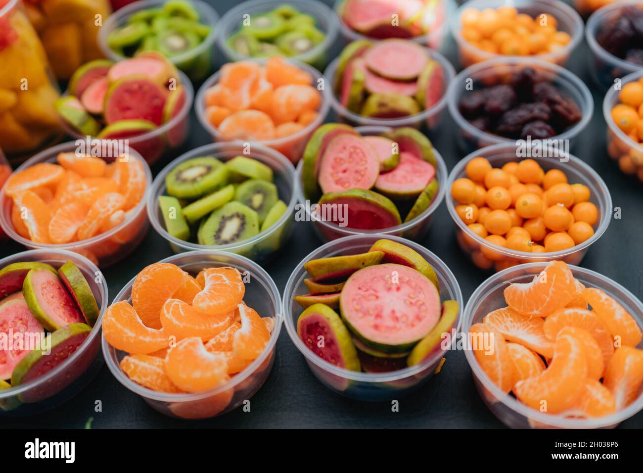 Fresh fruits in plastic containers Stock Photo - Alamy