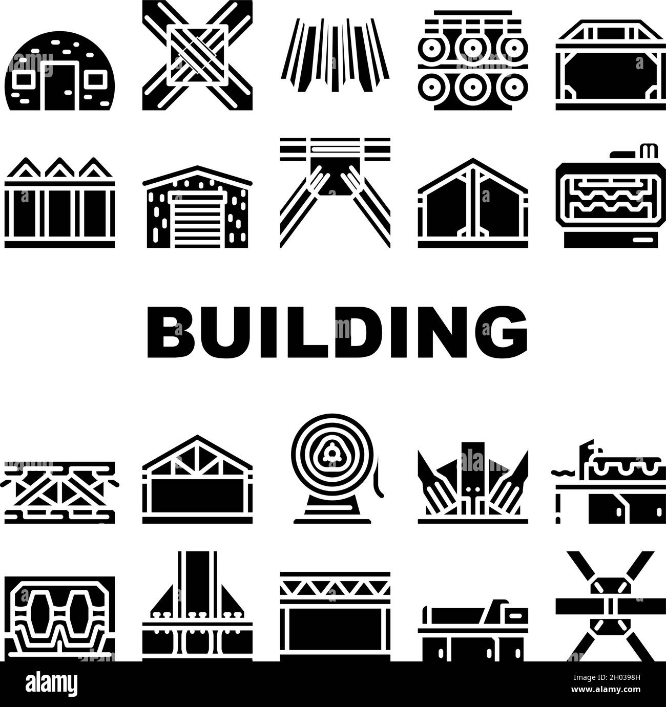 Self-framing Metallic Building Icons Set Vector Stock Vector Image ...