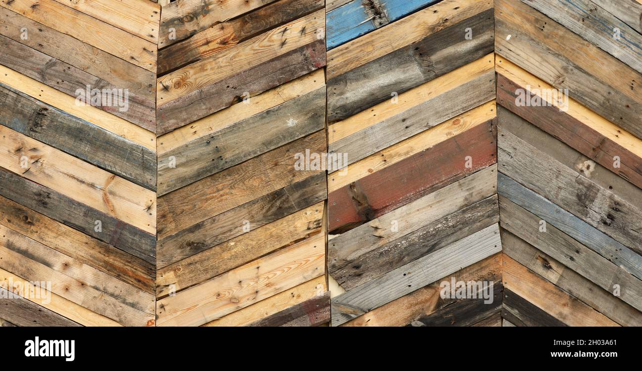 Highly unique abstract geometric patterns made from recycled cut timber ...