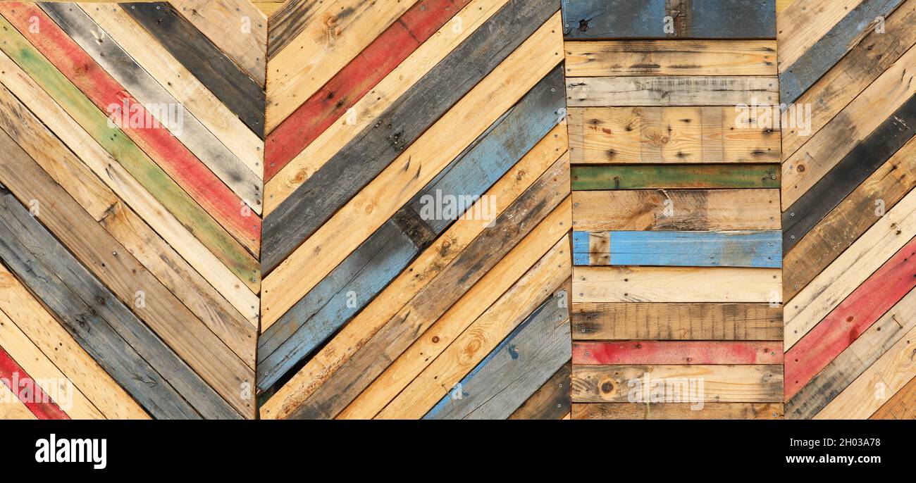 Highly unique abstract geometric patterns made from recycled cut timber ...