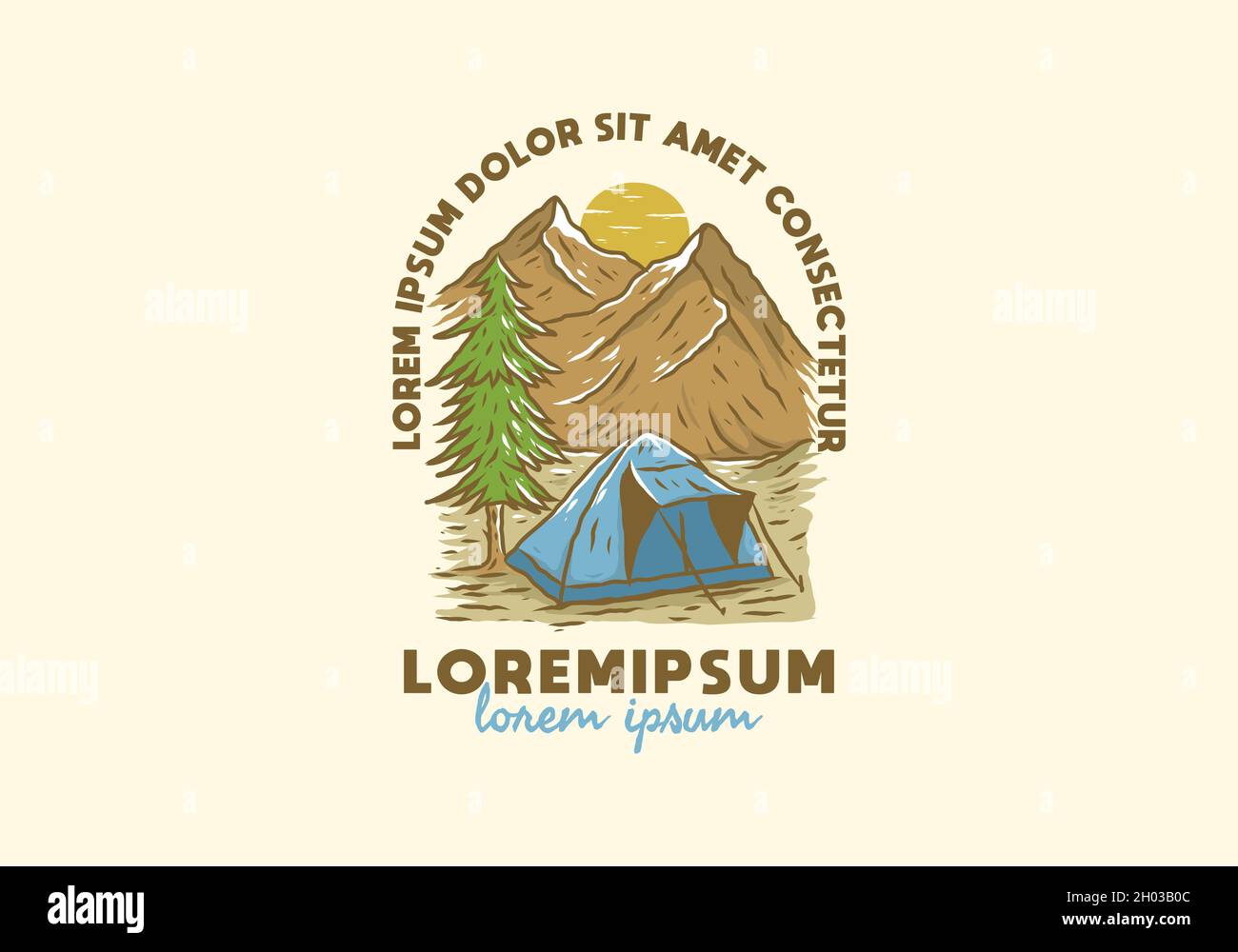 Colorful illustration drawing of mountain camping design Stock Vector ...