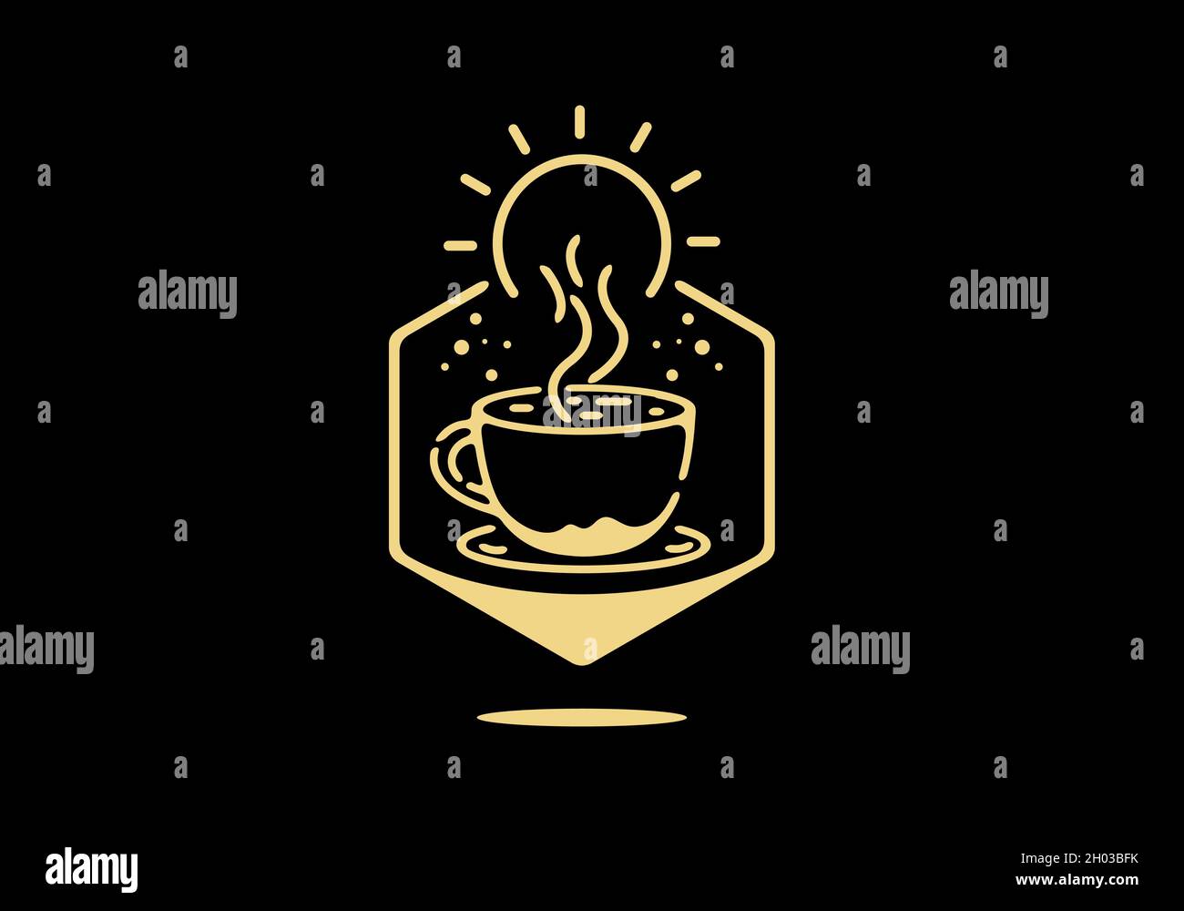 Coffee cup and sun line art design Stock Vector Image & Art - Alamy