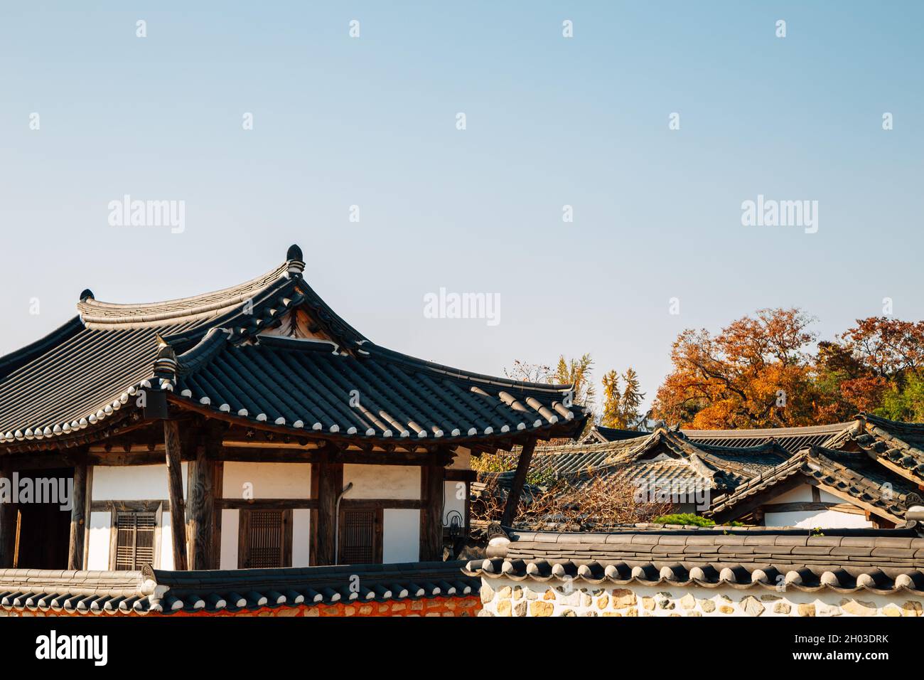 Gyochon Hanok Village Korean traditional house at autumn in Gyeongju ...