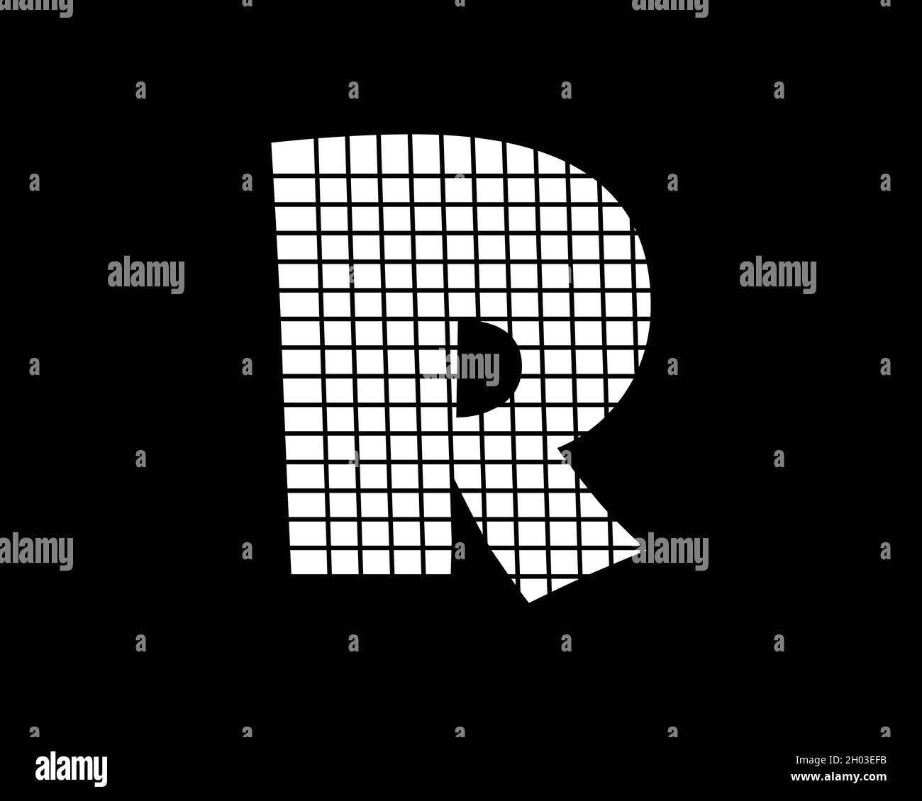 White bubbly letter R with lines pattern design Stock Vector Image ...