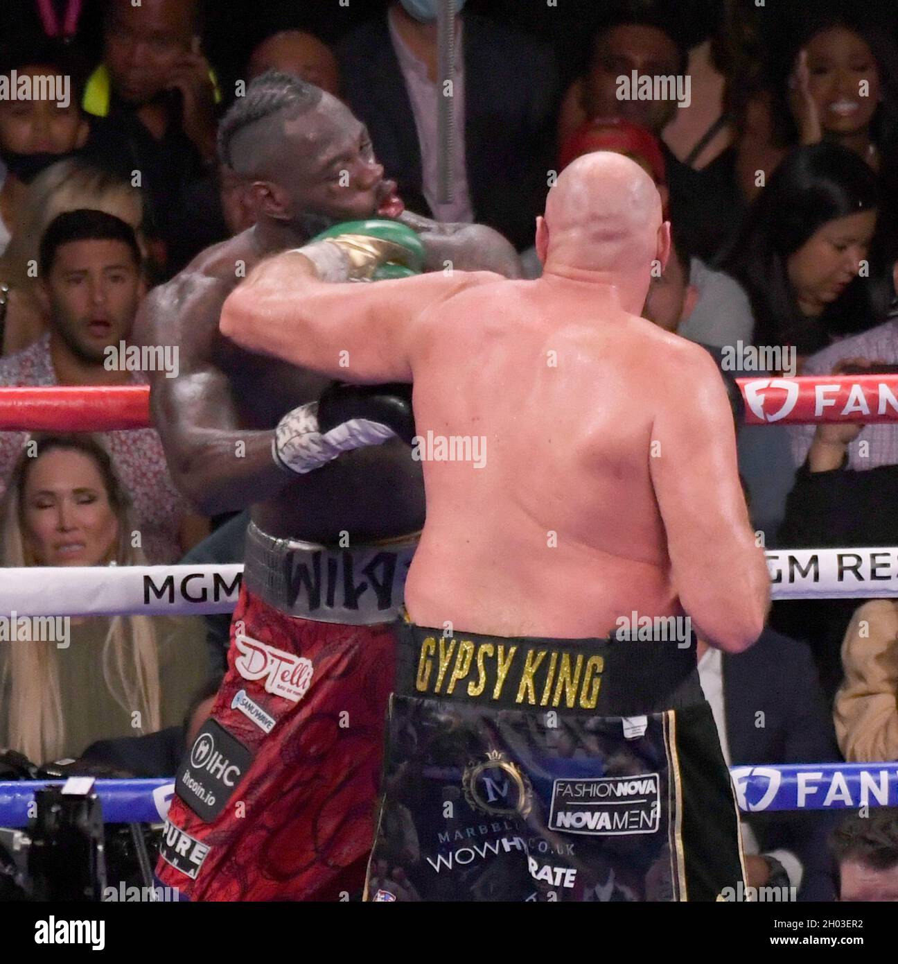 LAS VEGAS, NV - OCTOBER 09: ( In Blk trunks) Tyson Fury goes 11 rounds ...