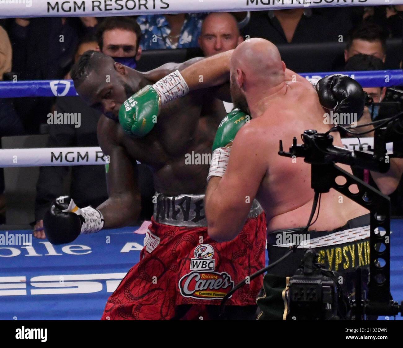 LAS VEGAS, NV - OCTOBER 09: ( In Blk trunks) Tyson Fury goes 11 rounds ...