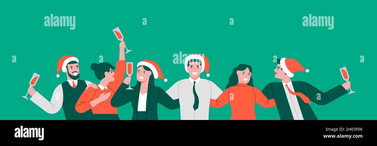 Happy business people team hugging together with festive christmas ...