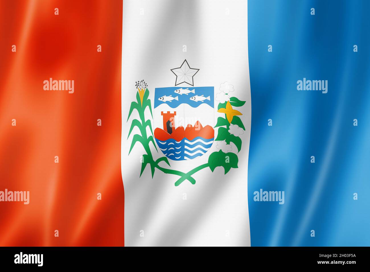 Alagoas state flag, Brazil waving banner collection. 3D illustration ...
