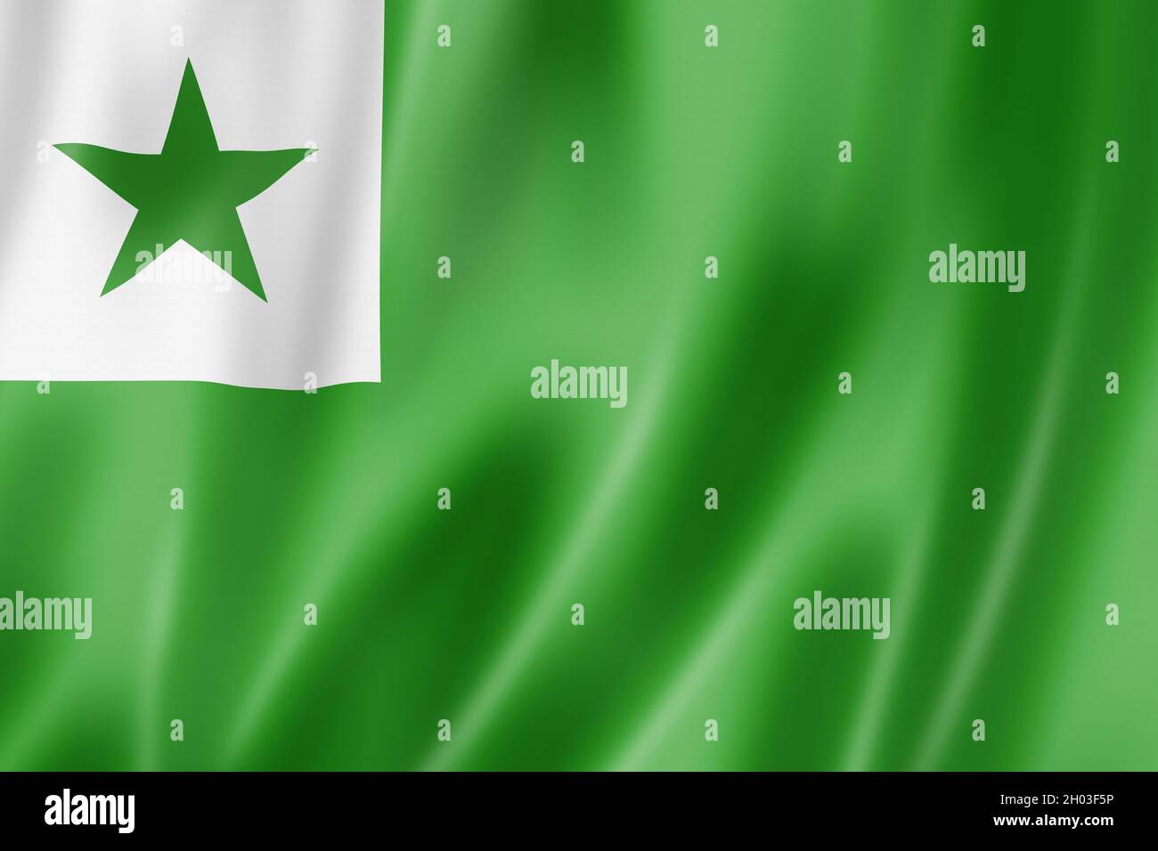 Esperanto language flag. Waving banner collection. 3D illustration ...