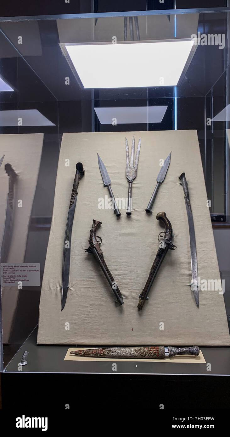 IASI, ROMANIA - Sep 02, 2021: The items displayed in the Palace of ...