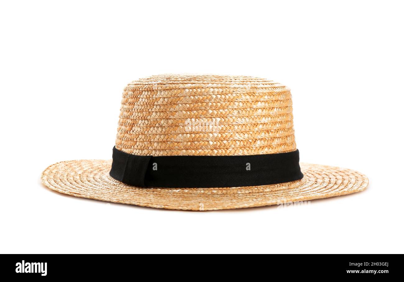 Summer hat on white background. Stylish accessory Stock Photo - Alamy