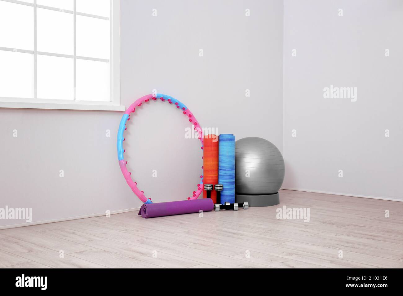 Sports inventory in physiotherapy gym Stock Photo - Alamy