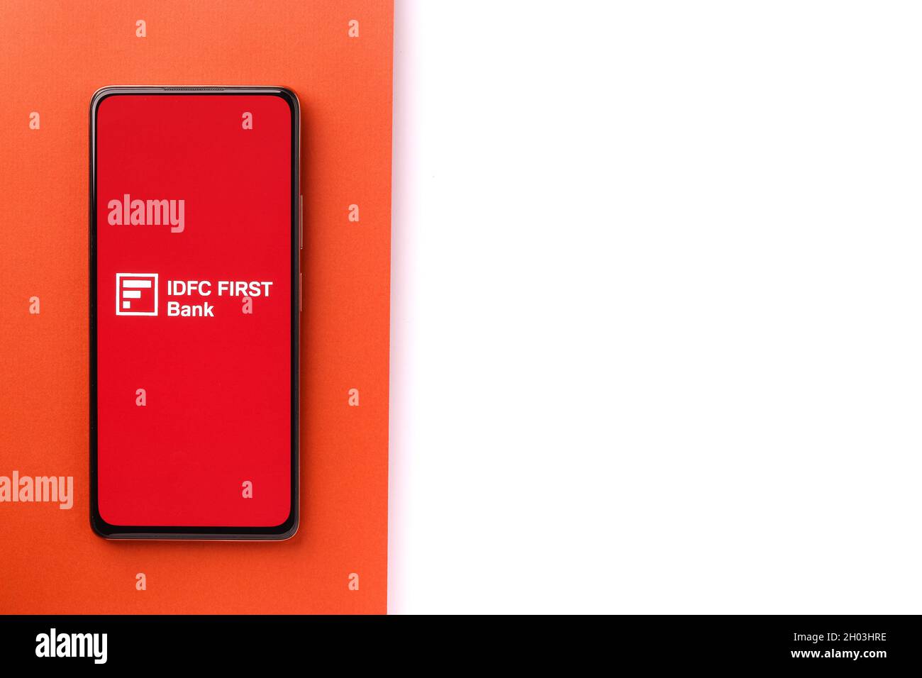 West Bangal, India - October 09, 2021 : IDFC FIRST Bank logo on phone ...