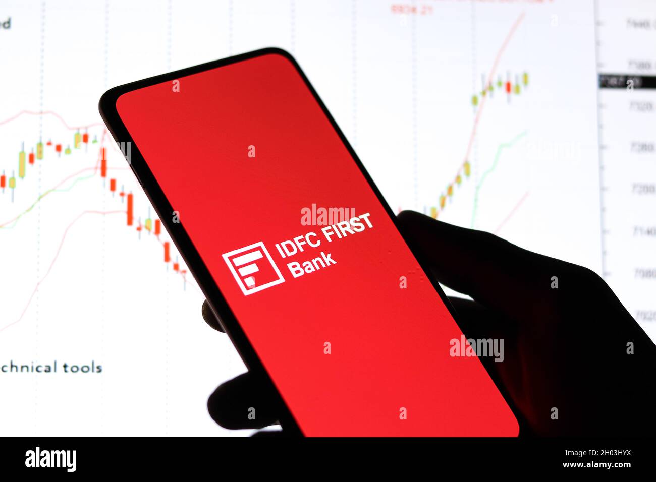 West Bangal, India - October 09, 2021 : IDFC FIRST Bank logo on phone ...
